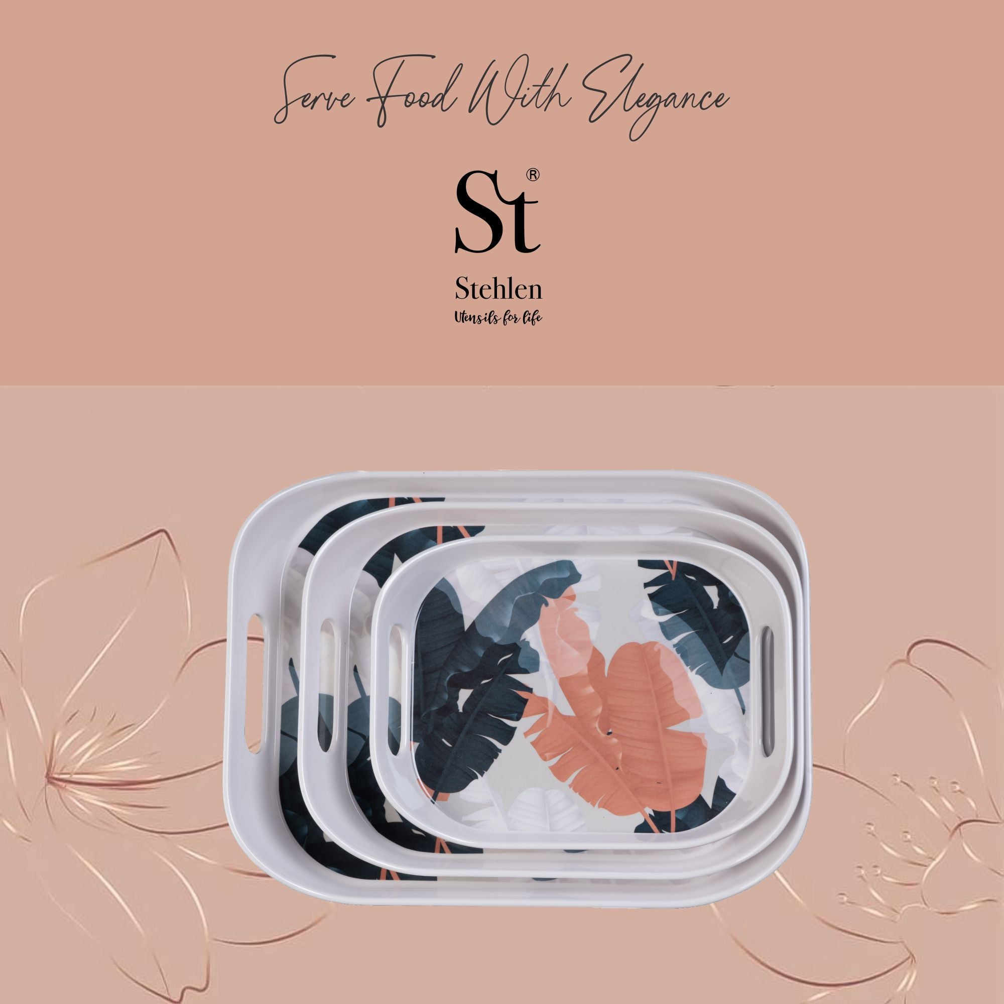 Buy Serving Trays Online at Best Prices | Best Serving Tray India- Stehlen